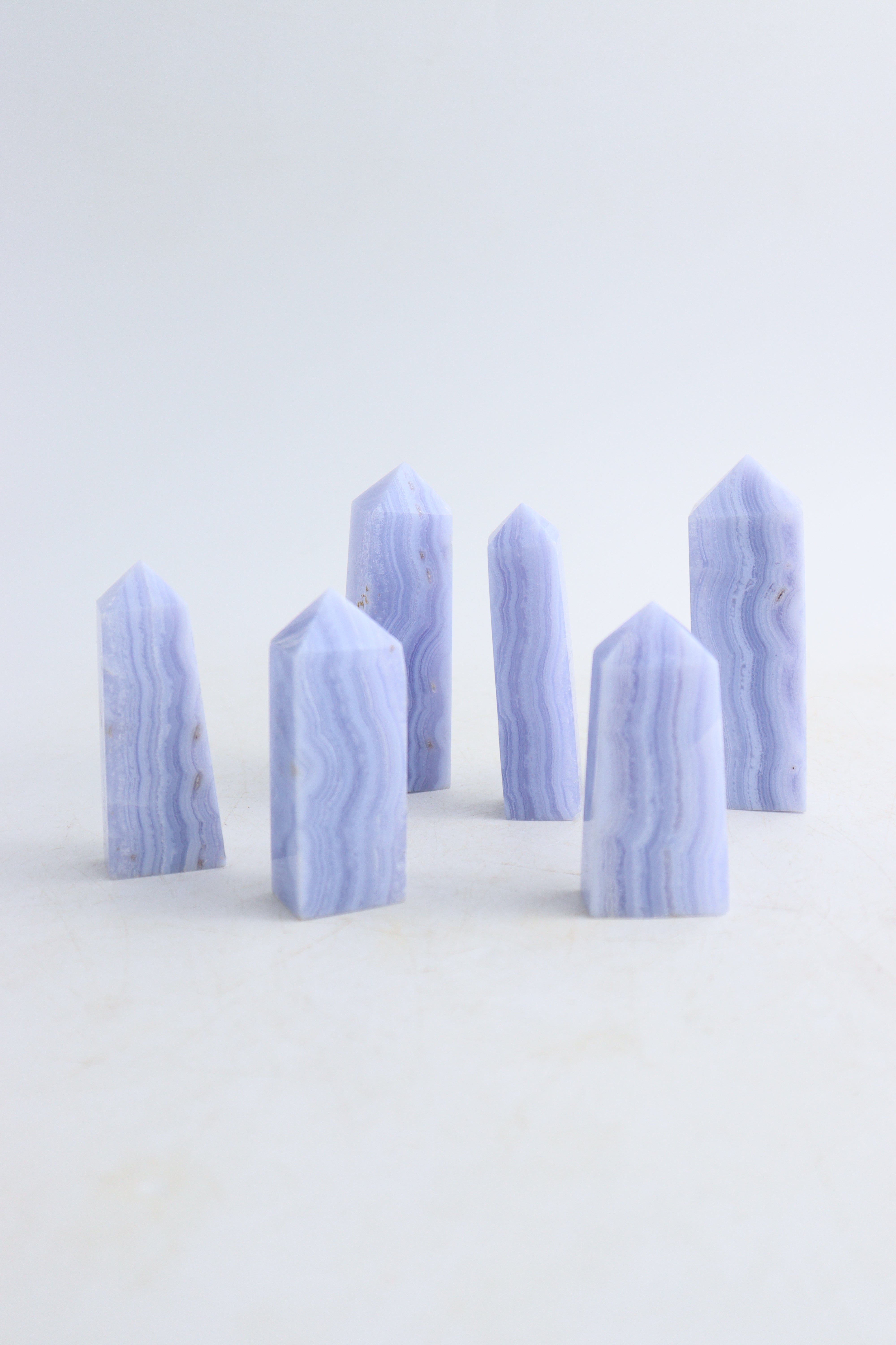 Wholesale Blue Lace Agate Towers – Mi Esperanza Minerals