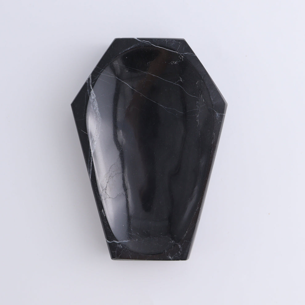 One Black Marble Coffin Dish – Mi Esperanza Minerals
