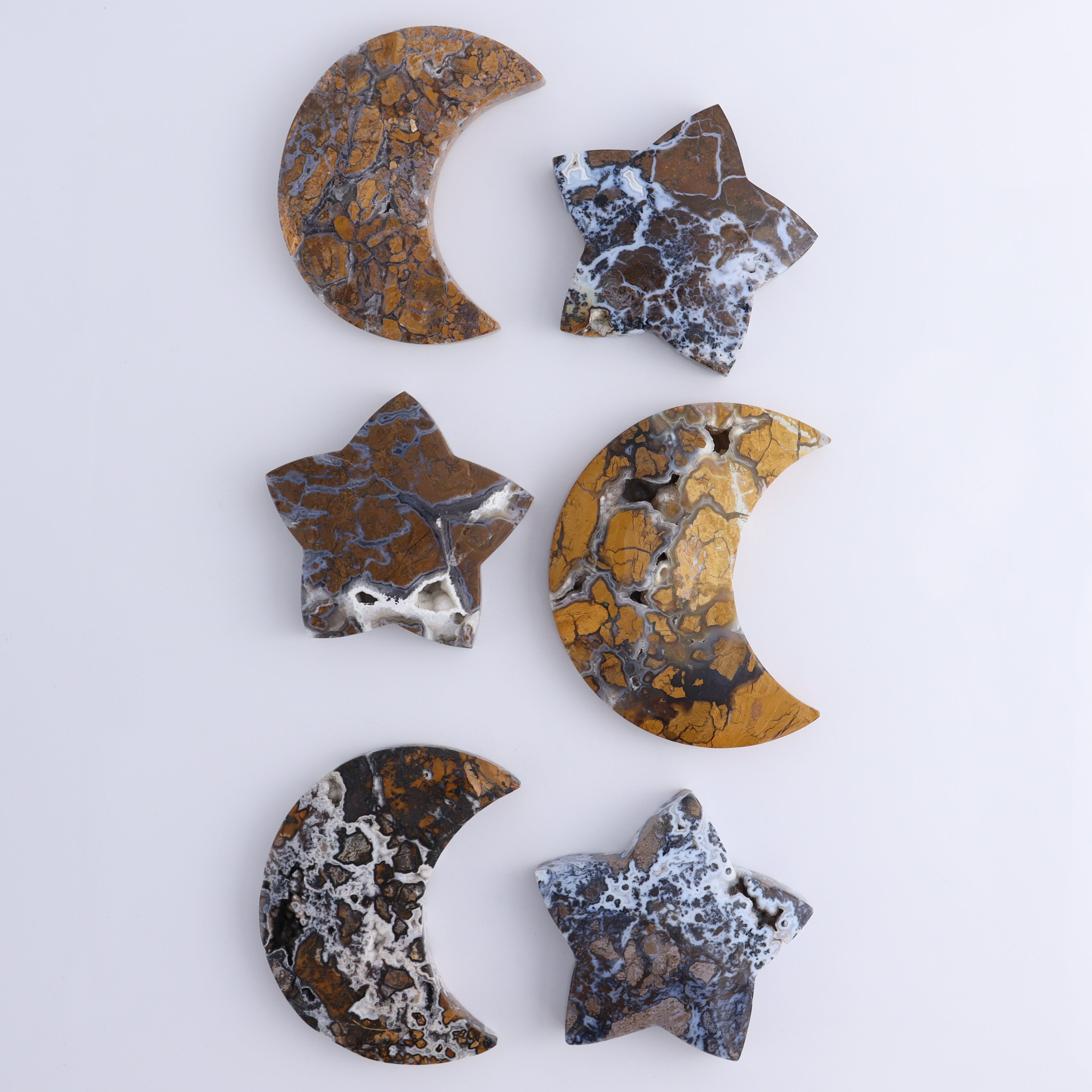 Brecciated Jasper Moon & Stars Set of 6 – Mi Esperanza Minerals