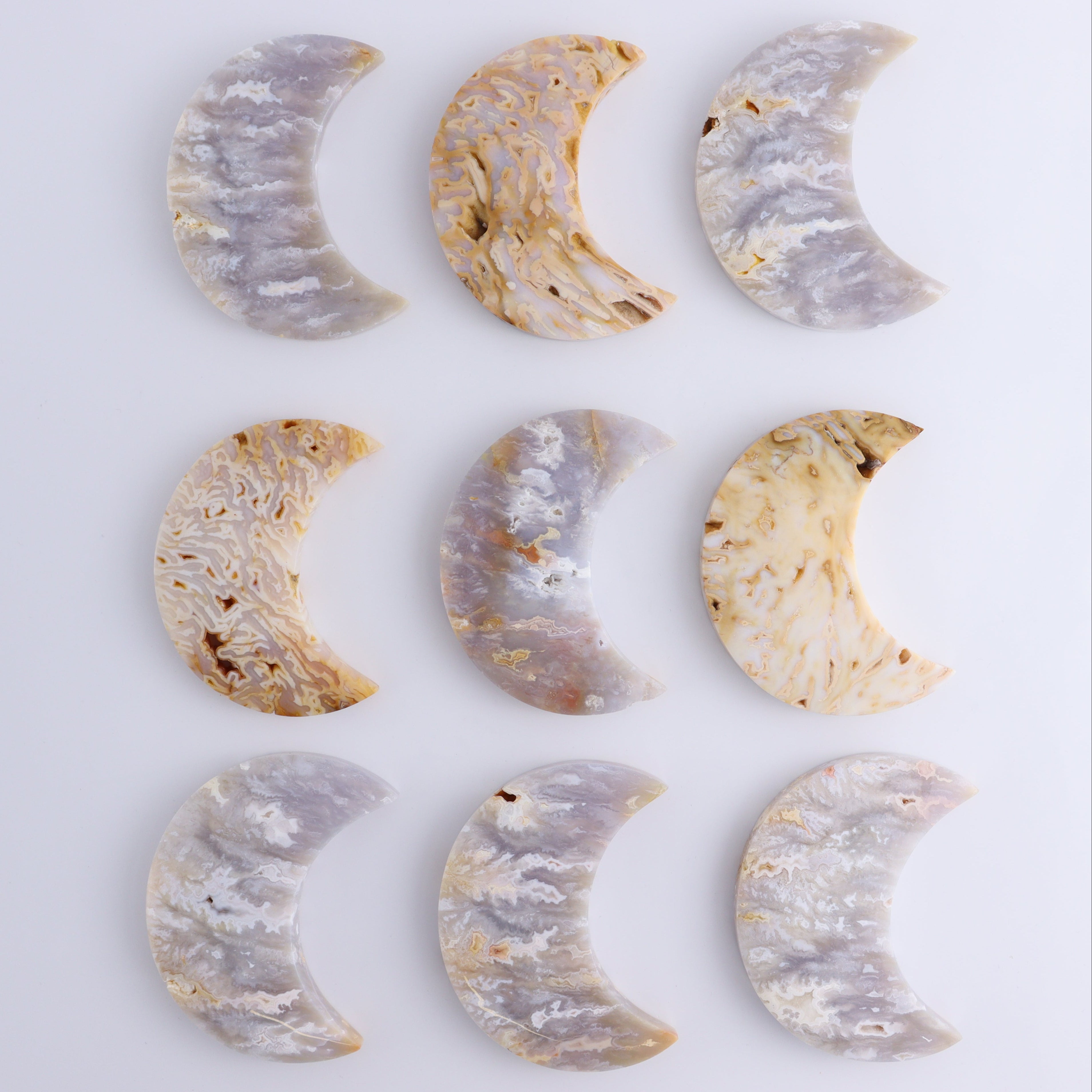 Agate Moons Set of 9 – Mi Esperanza Minerals