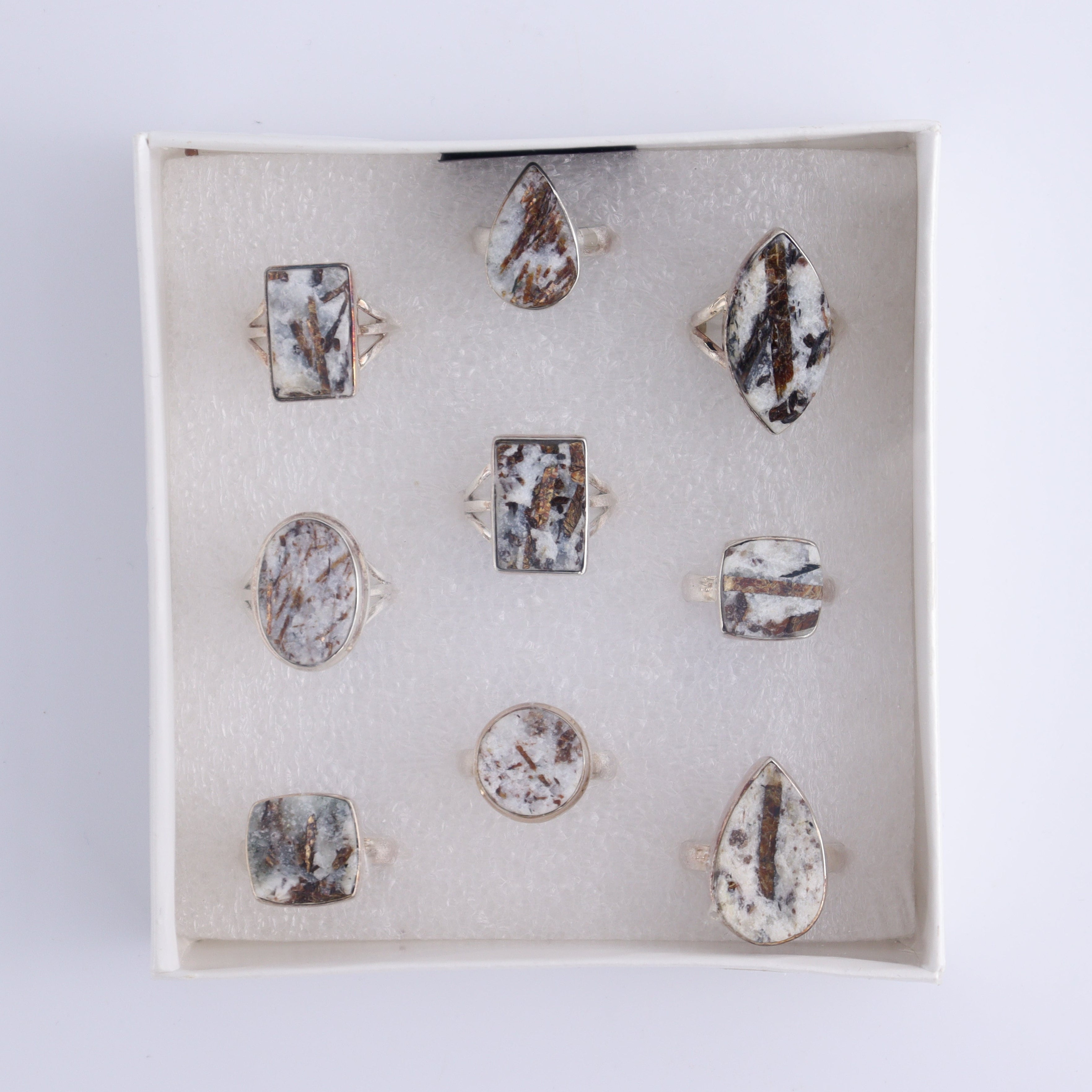 Astrophyllite Rings Set of 9 – Mi Esperanza Minerals