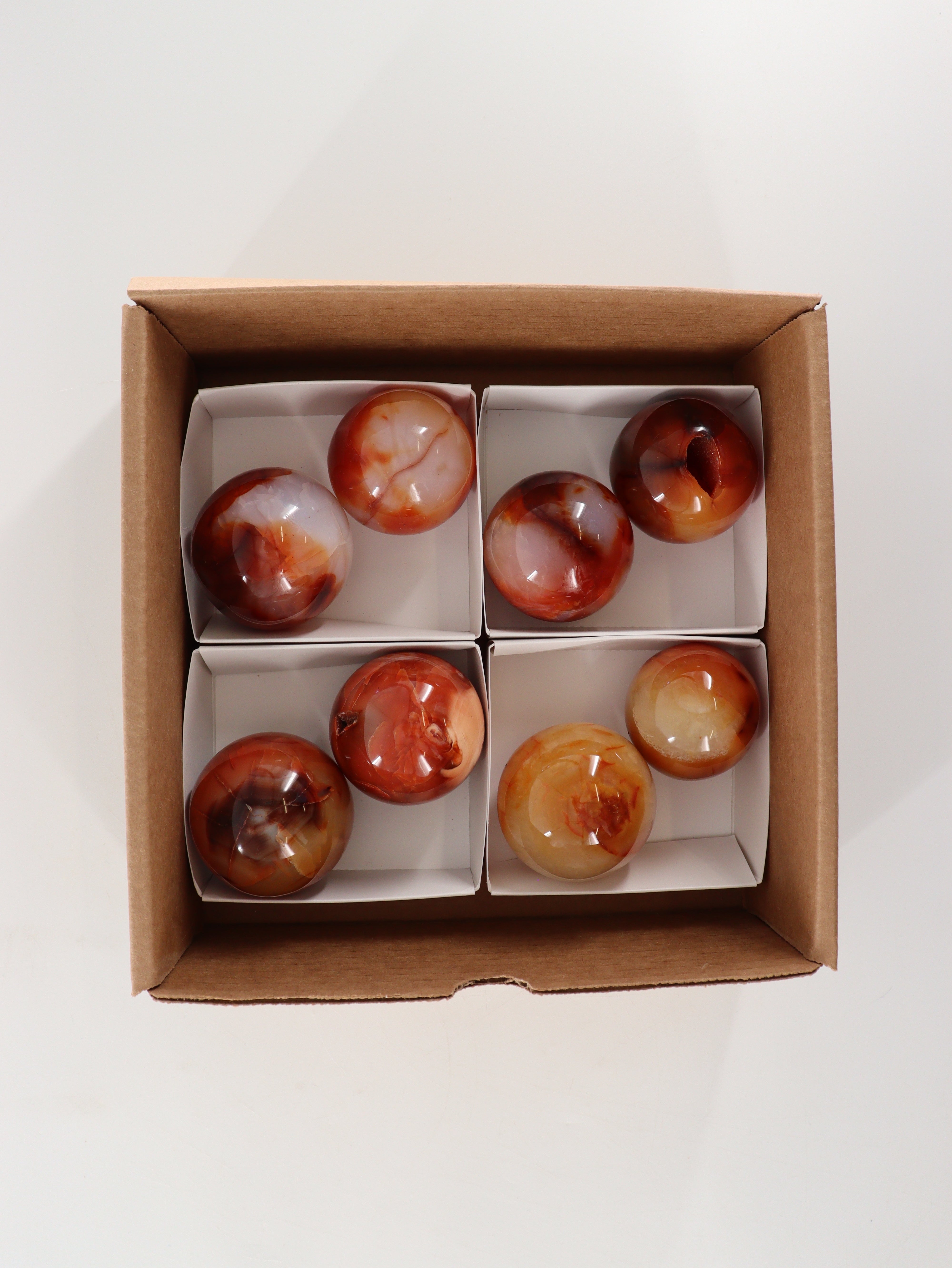 Carnelian Spheres Set of 8 – Mi Esperanza Minerals