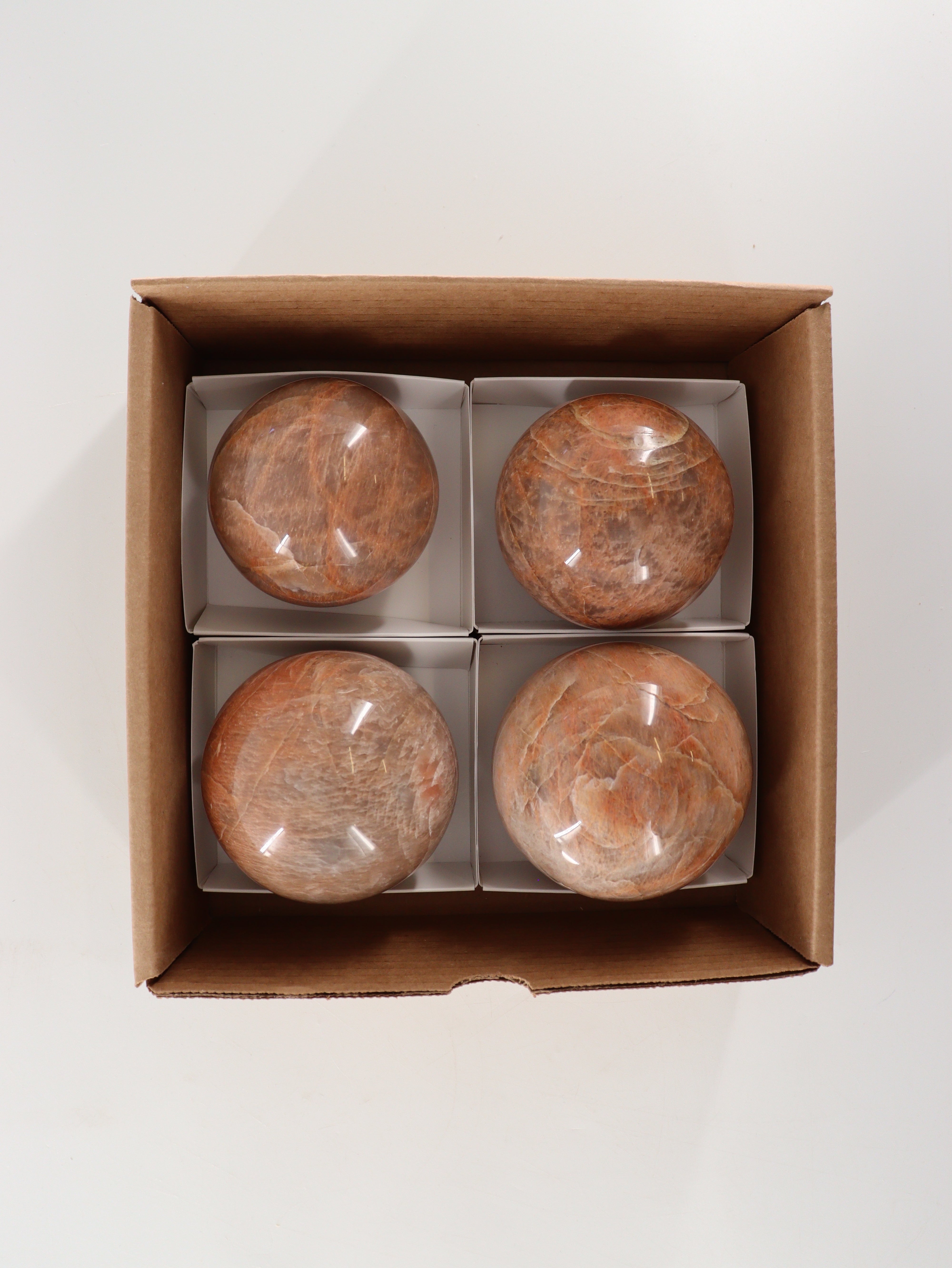 Peach Moonstone Spheres Set of 4 – Mi Esperanza Minerals