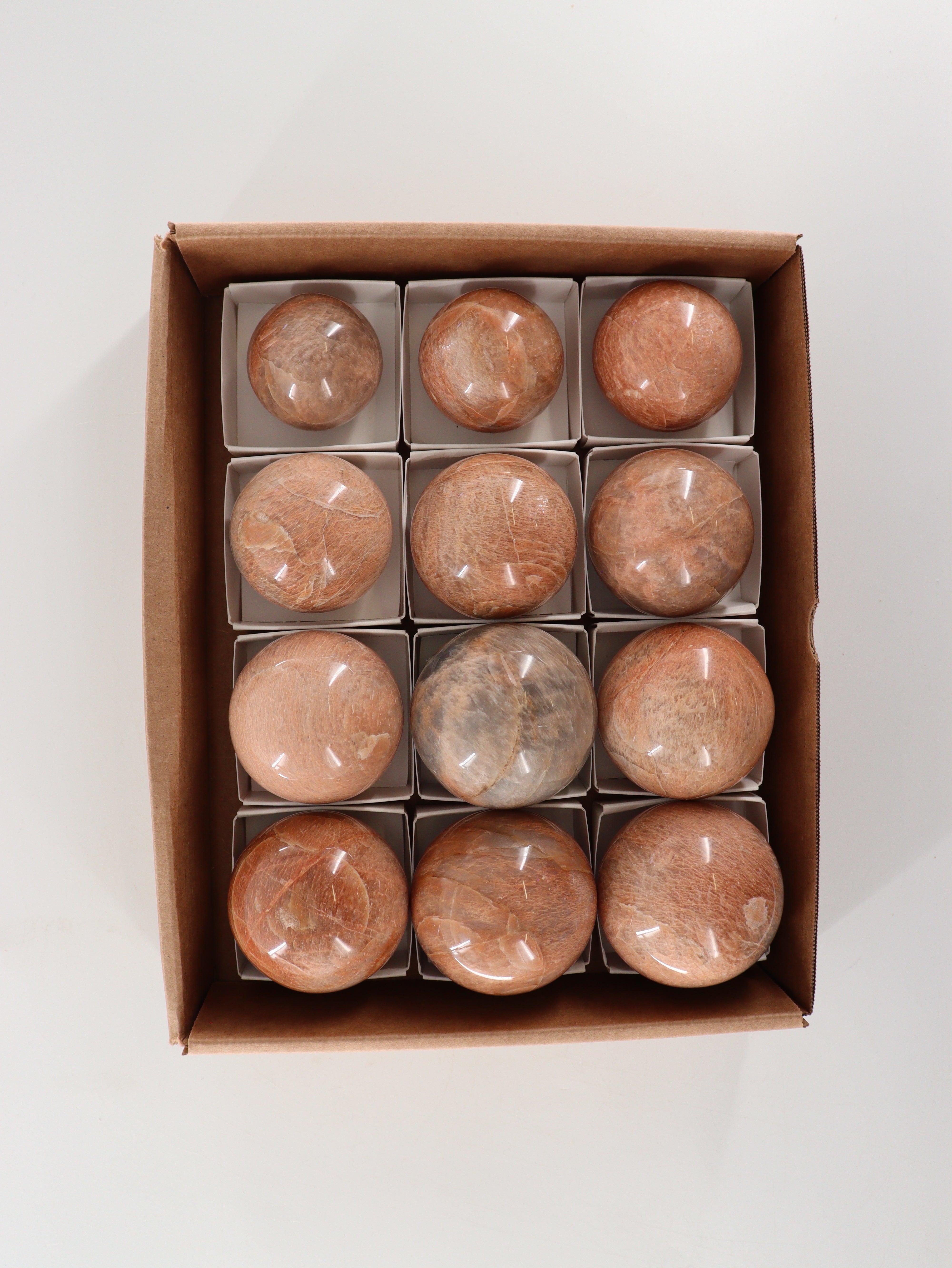 Peach Moonstone Spheres Set of 12 – Mi Esperanza Minerals