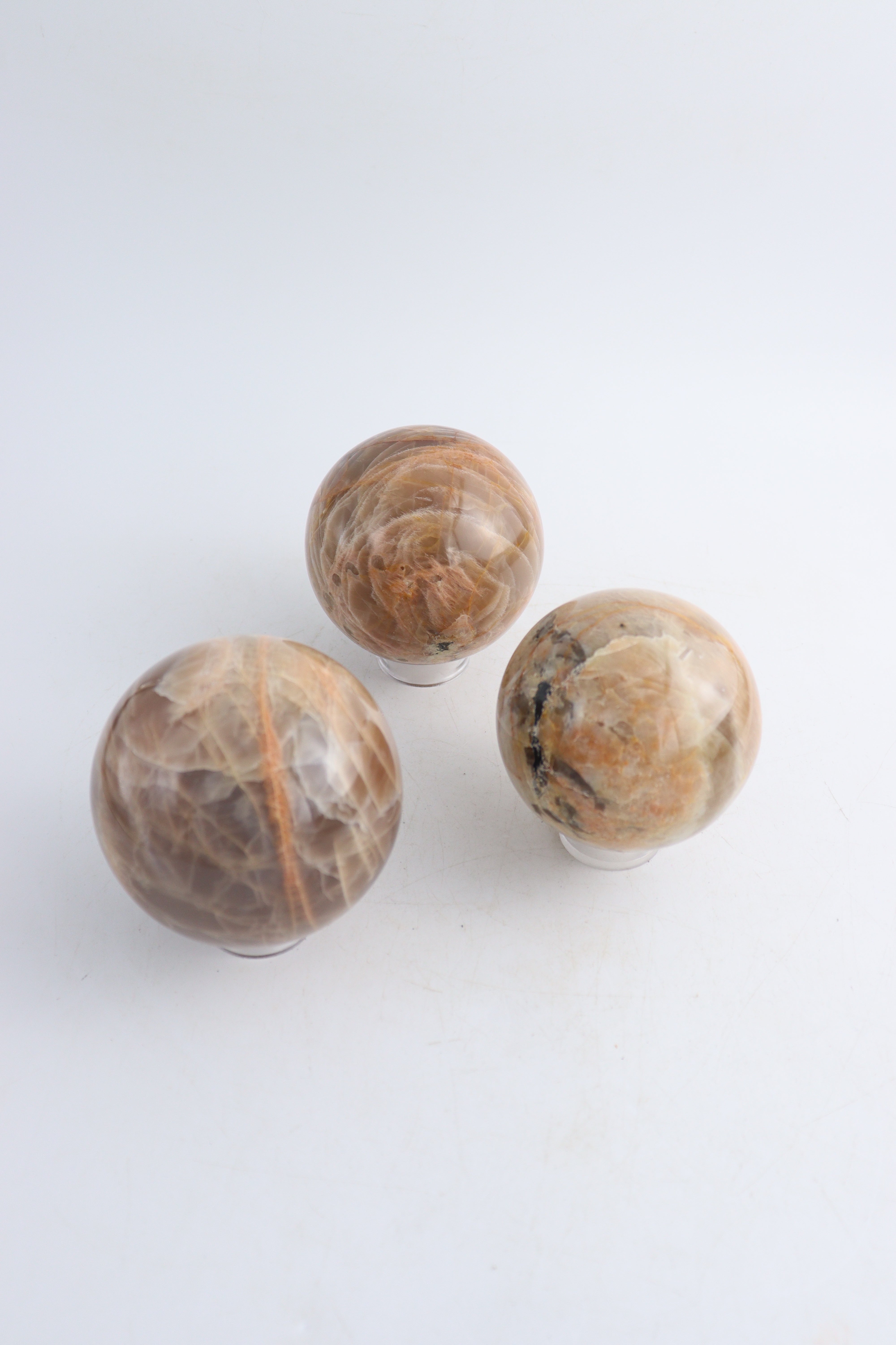 Peach Moonstone Spheres – Mi Esperanza Minerals