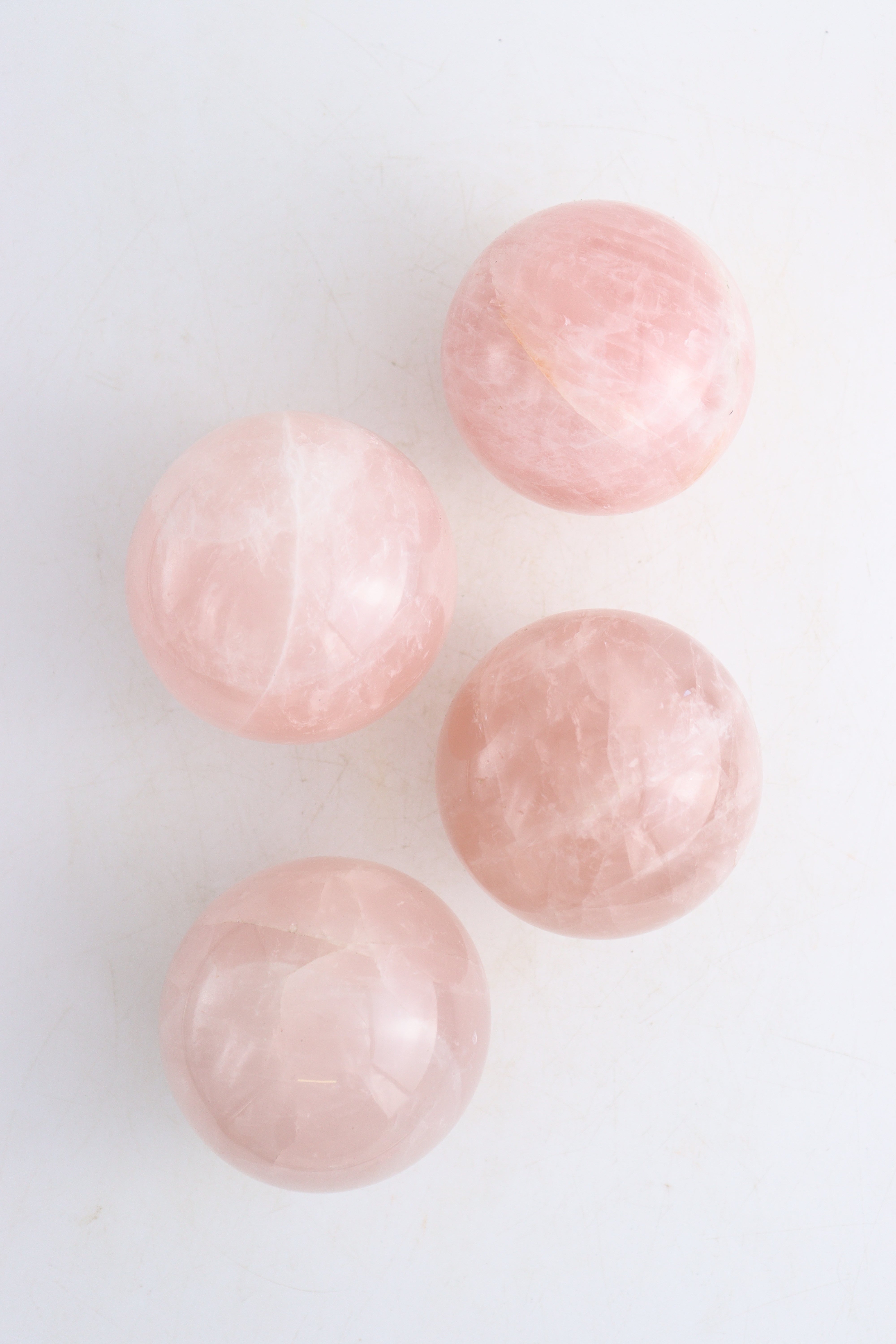 Rose Quartz Spheres Set of 4 | Wholesale Crystals – Mi Esperanza Minerals