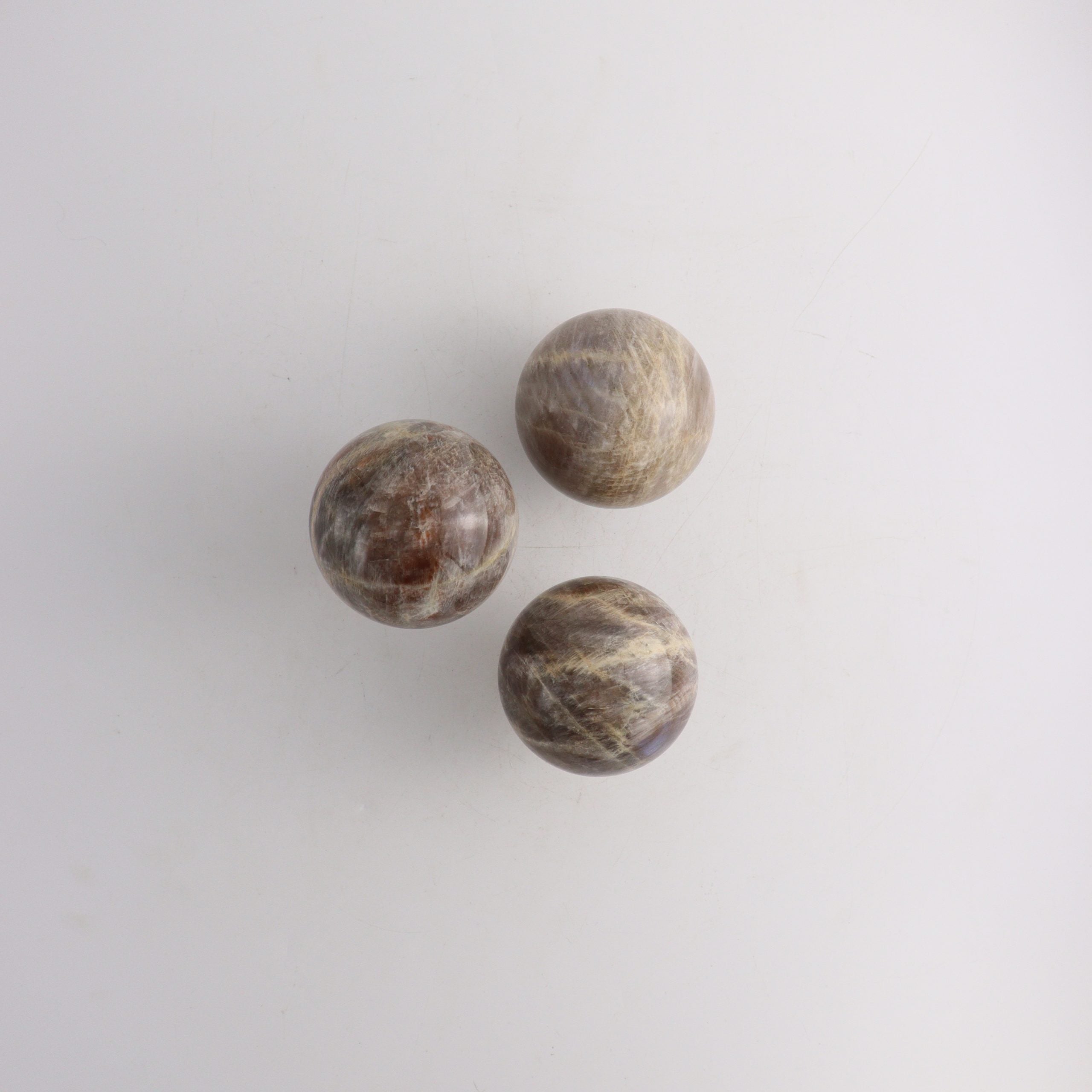 Sunstone Moonstone Spheres Set of 3 | Wholesale – Mi Esperanza Minerals